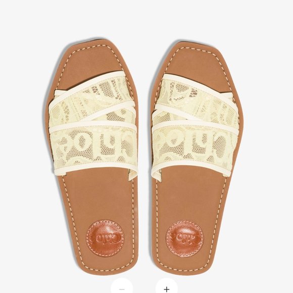 Chloe | Shoes | Chloe Woody Lace Logo Slides Iris Yellow Size Eu 35 Us5 ...